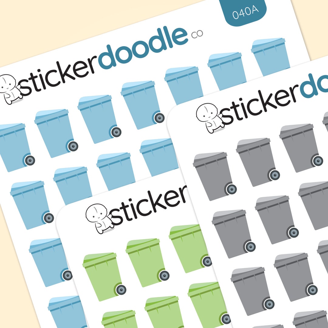 Garbage Recycle Compost Bin Planner Sticker Icons, Hand Drawn Stickers ...