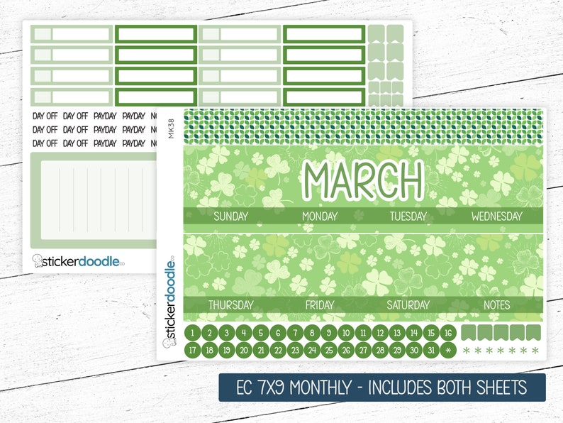 March Monthly Planner Kit Stickers || St. Patricks Day Theme ...