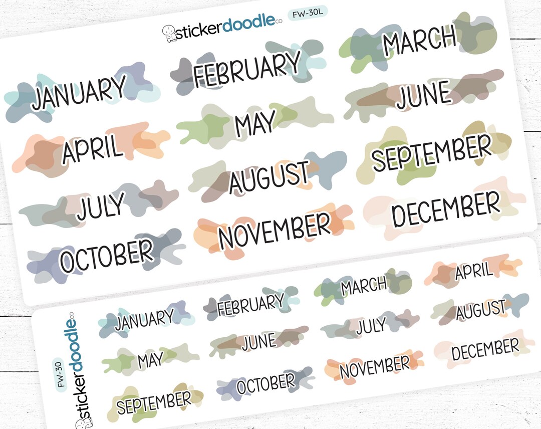 Month Script Planner Stickers - Planner, Notebook and Journaling ...