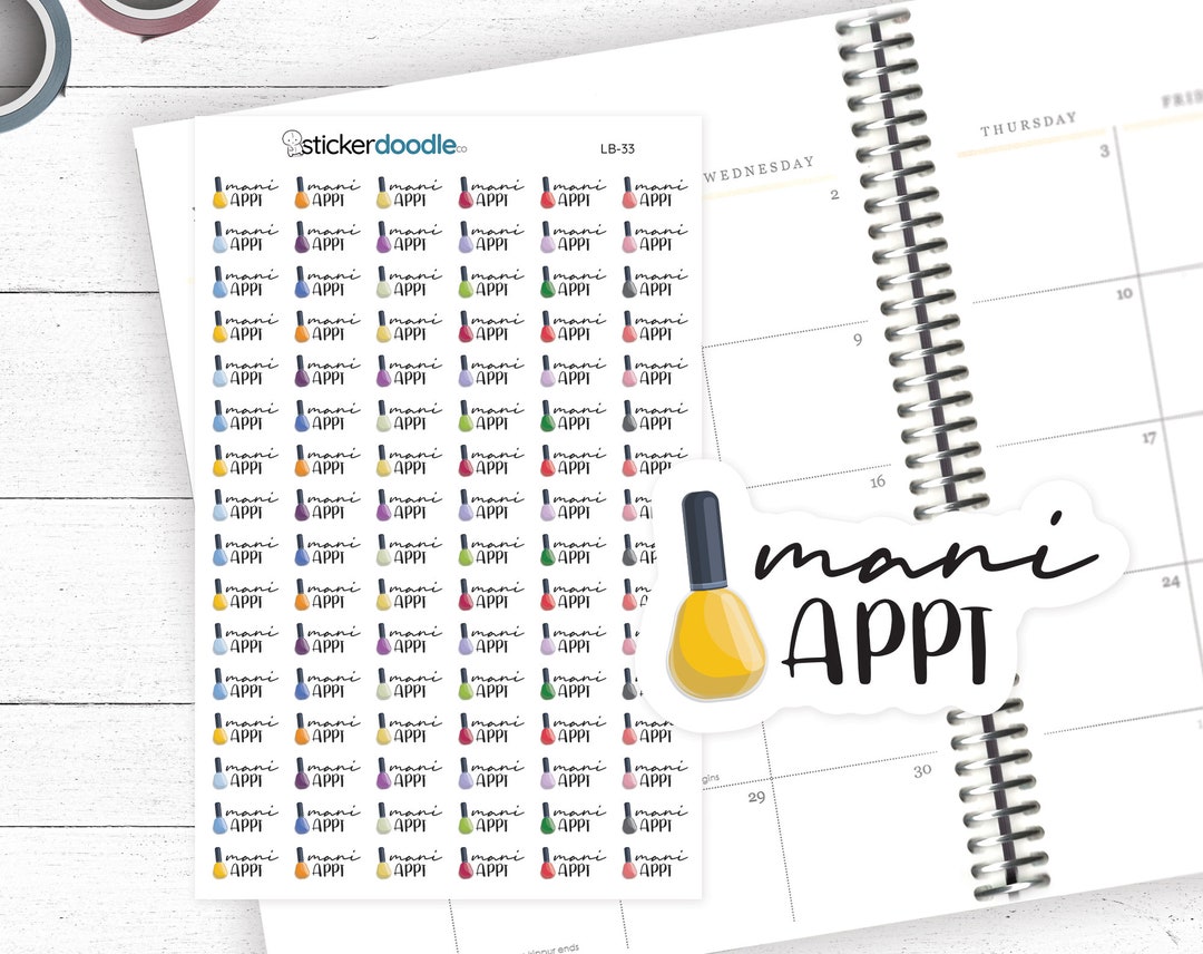 Mani Appt Stickers - Planner, Notebook and Journaling Stickers ...
