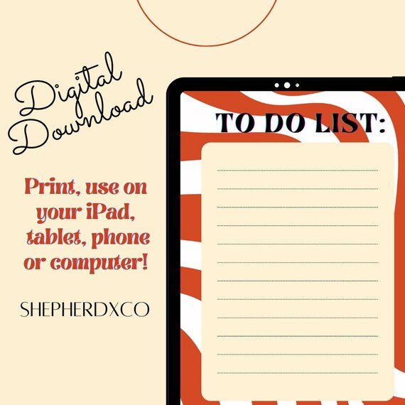 To Do List Printable Groovy Work Office Download Digital Item | Etsy