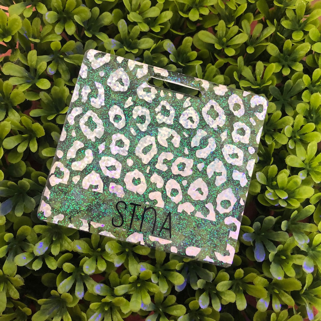 Holographic Leopard Cheetah Badge Buddy Customizable Sparkle Glitter ...