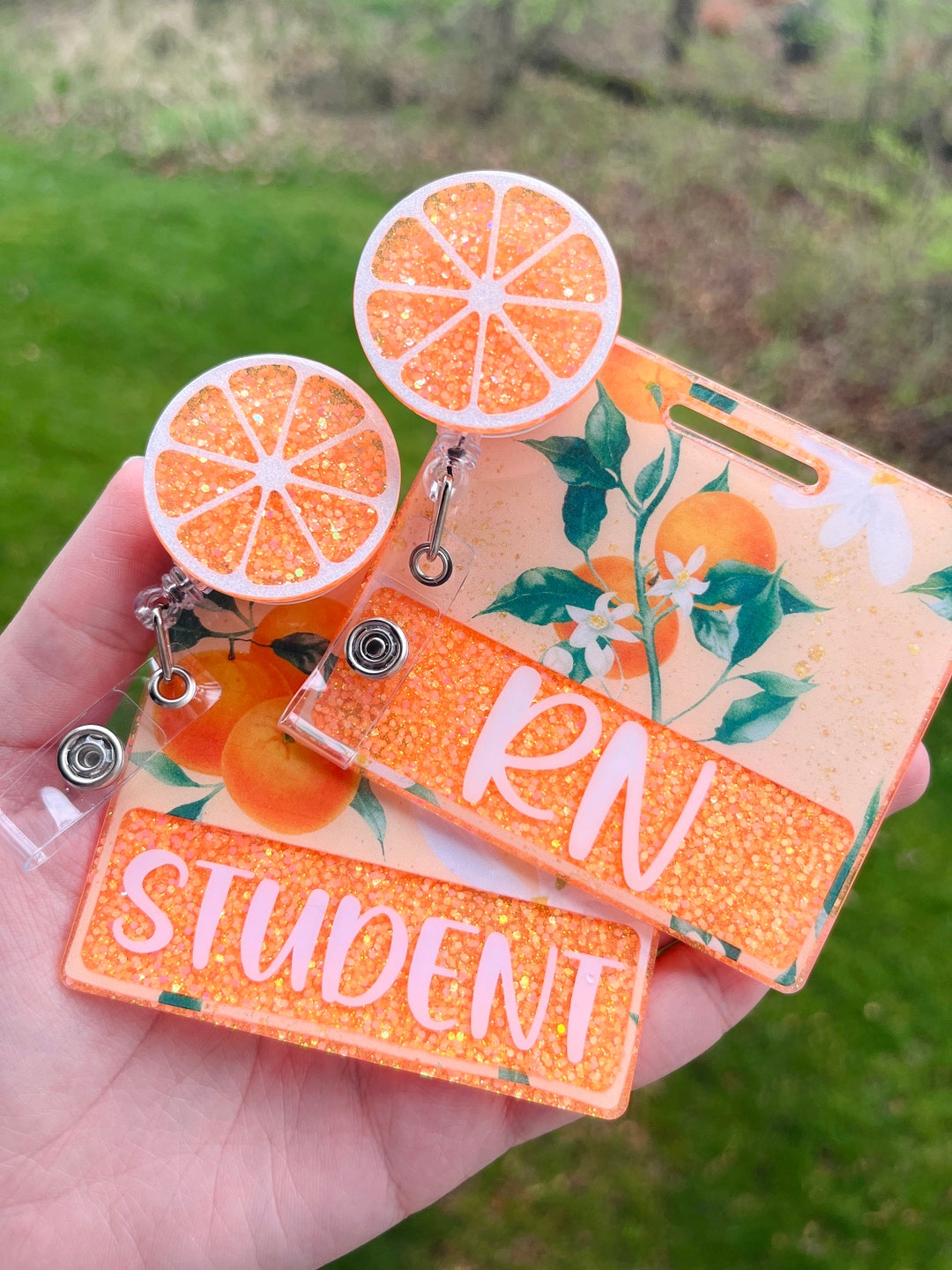 Orange Badge Buddy Orange Badge Reel Orange Blossom Summer Badge Set ...