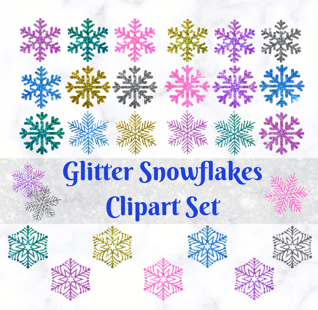 Colorful Snowflakes Clipart, Silver and Gold Snowflakes Clipart, Winter ...