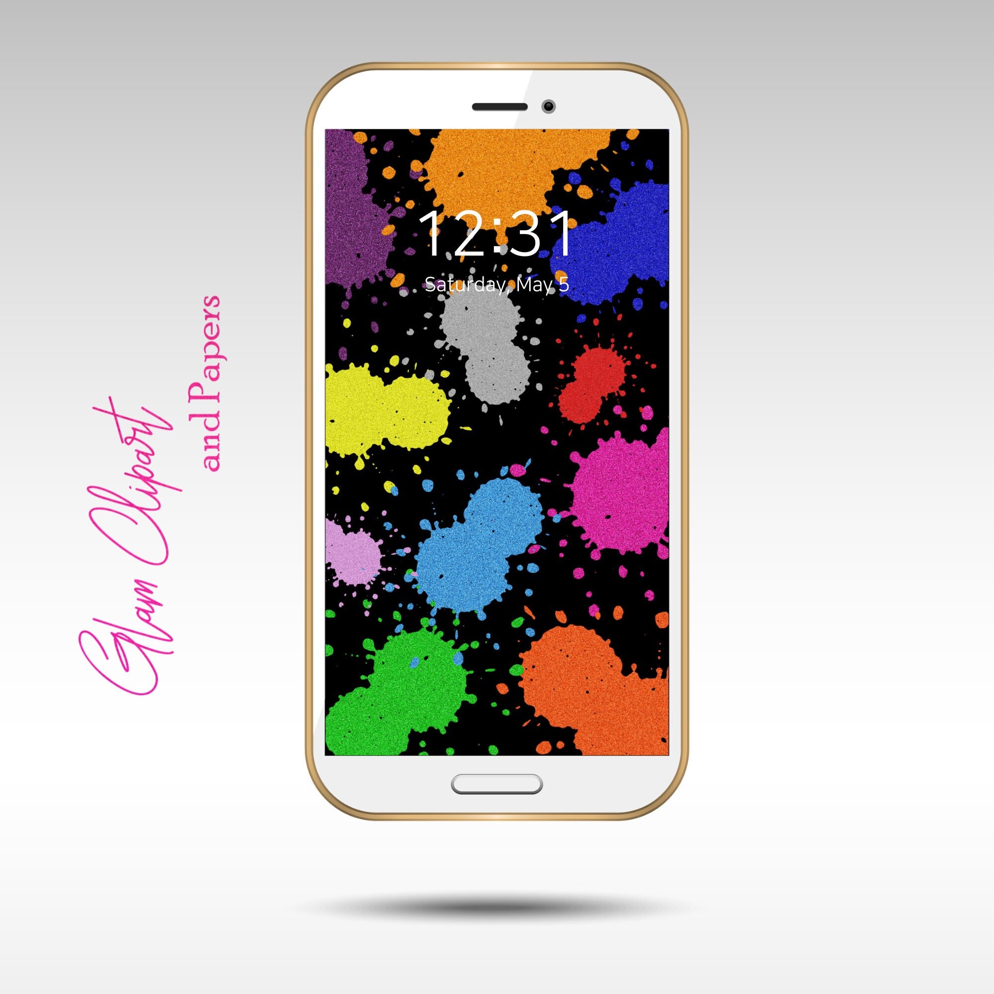 Paint Splatter Black Background Phone Screensaver Lock Screen Wallpaper ...