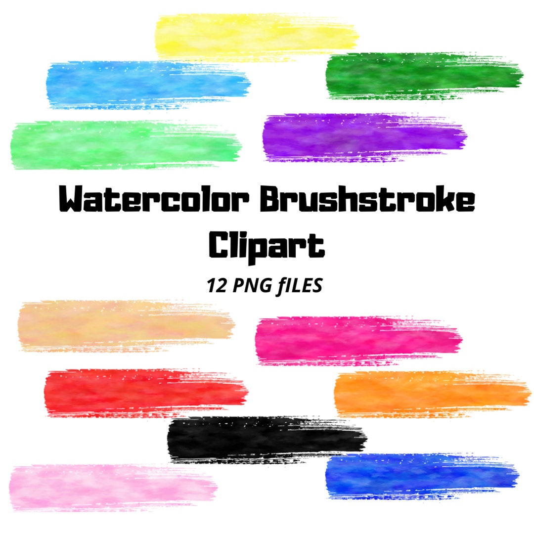 Colorful Watercolor Brushstroke Clipart - Etsy