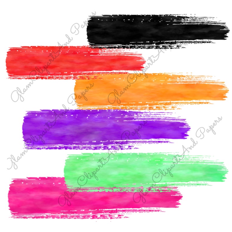 Colorful Watercolor Brushstroke Clipart - Etsy