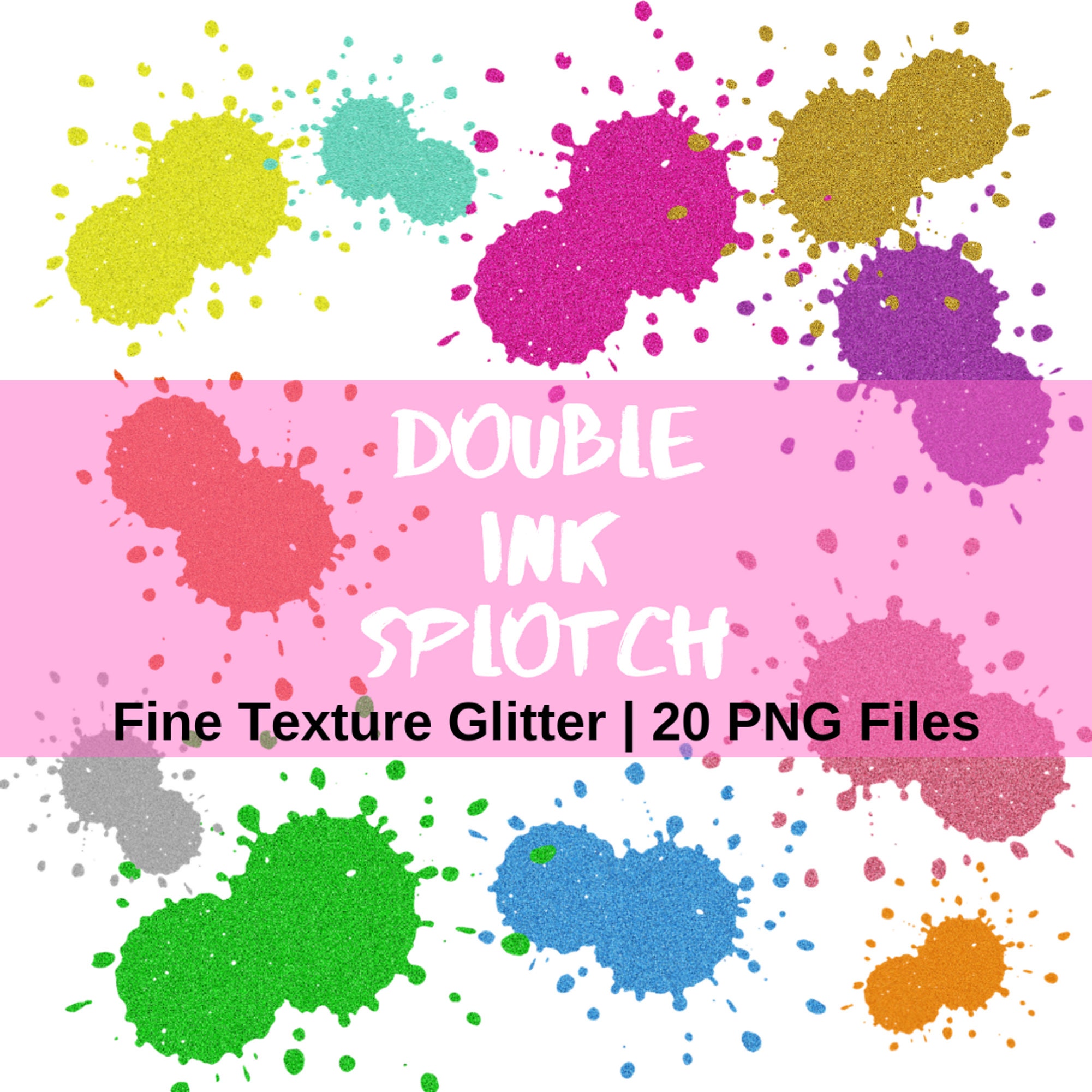 Paint Splatter Clipart, Glitter Ink Blot Clipart, Colorful Paint Splash ...