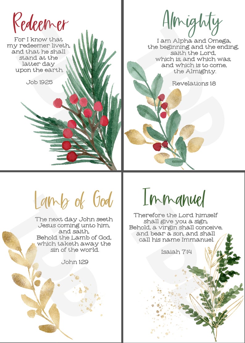 Digital Print: Names of Christ - Set of 24 Printable Cards (5x7 ...