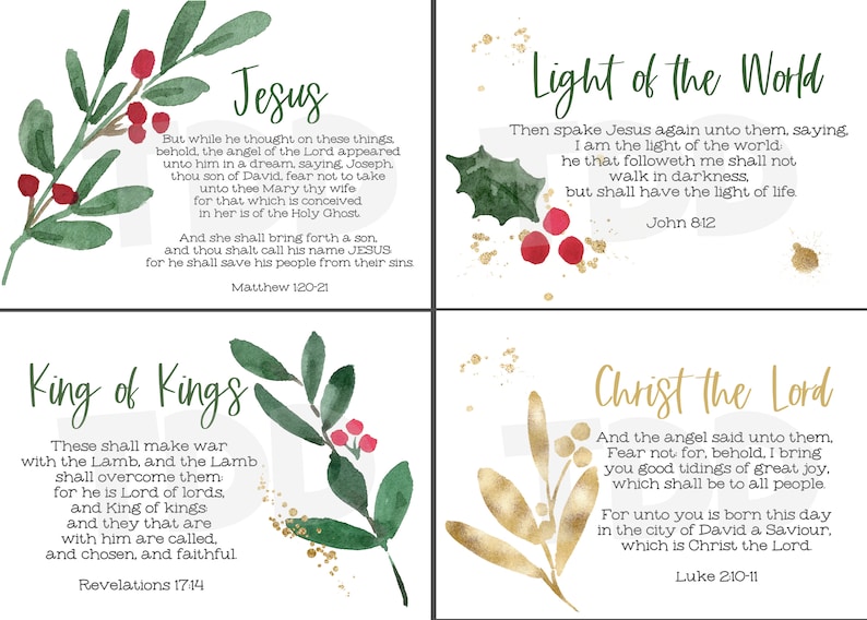 Digital Print: Names of Christ - Set of 24 Printable Cards (5x7 ...