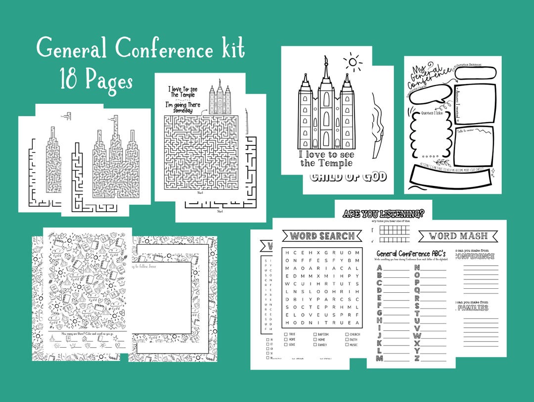 Digital Print: LDS General Conference Primary Kids Activity Bundle - 18 ...