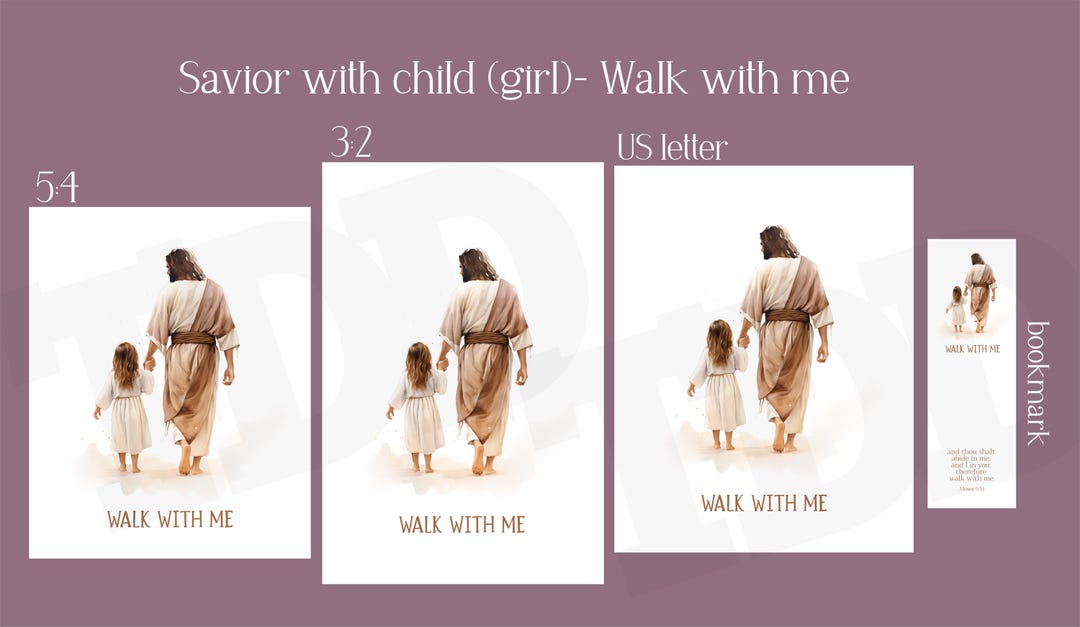 Digital Print: Walk With Me Savior With Girl Child Art Religious ...