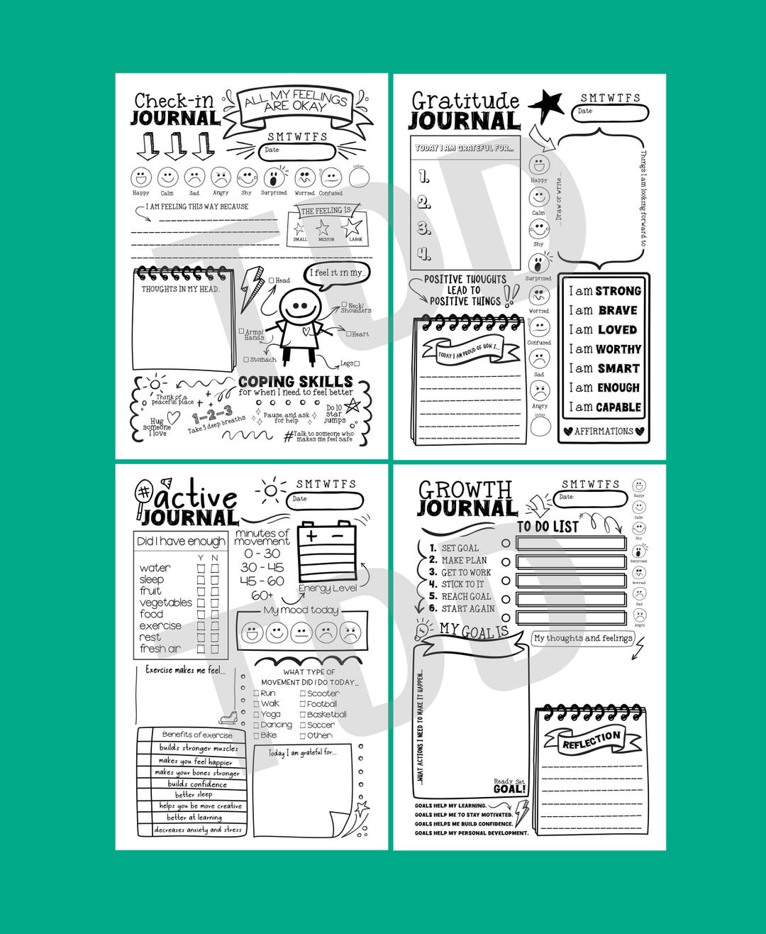 Digital Print: Children Youth Coloring Mindfulness Journal 18 Pages ...