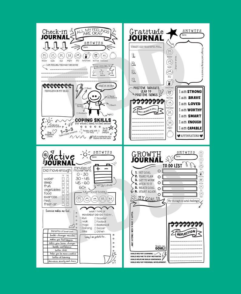 Digital Print: Children Youth Coloring Mindfulness Journal 18 Pages ...