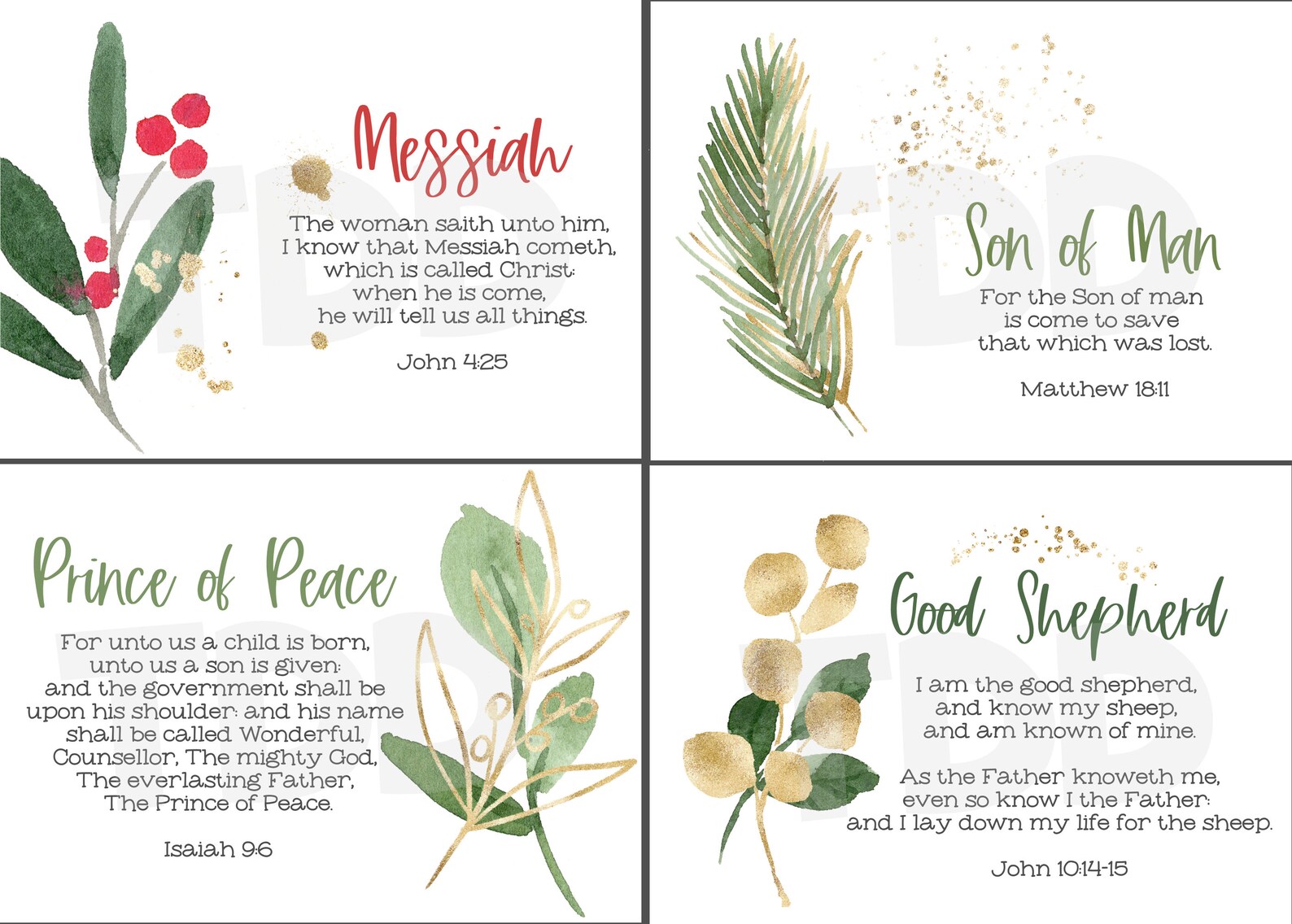 Digital Print: Names of Christ - Set of 24 Printable Cards (5x7 ...