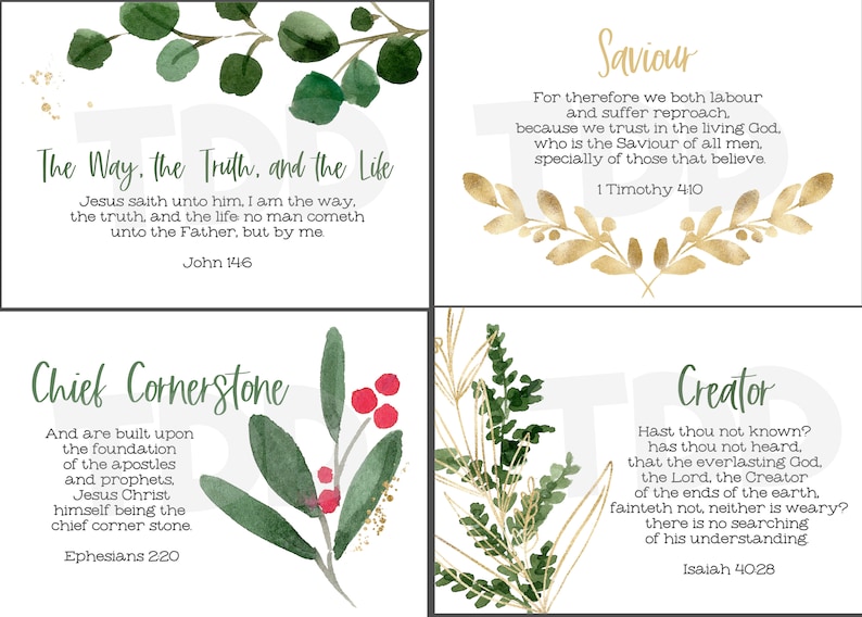Digital Print: Names of Christ - Set of 24 Printable Cards (5x7 ...