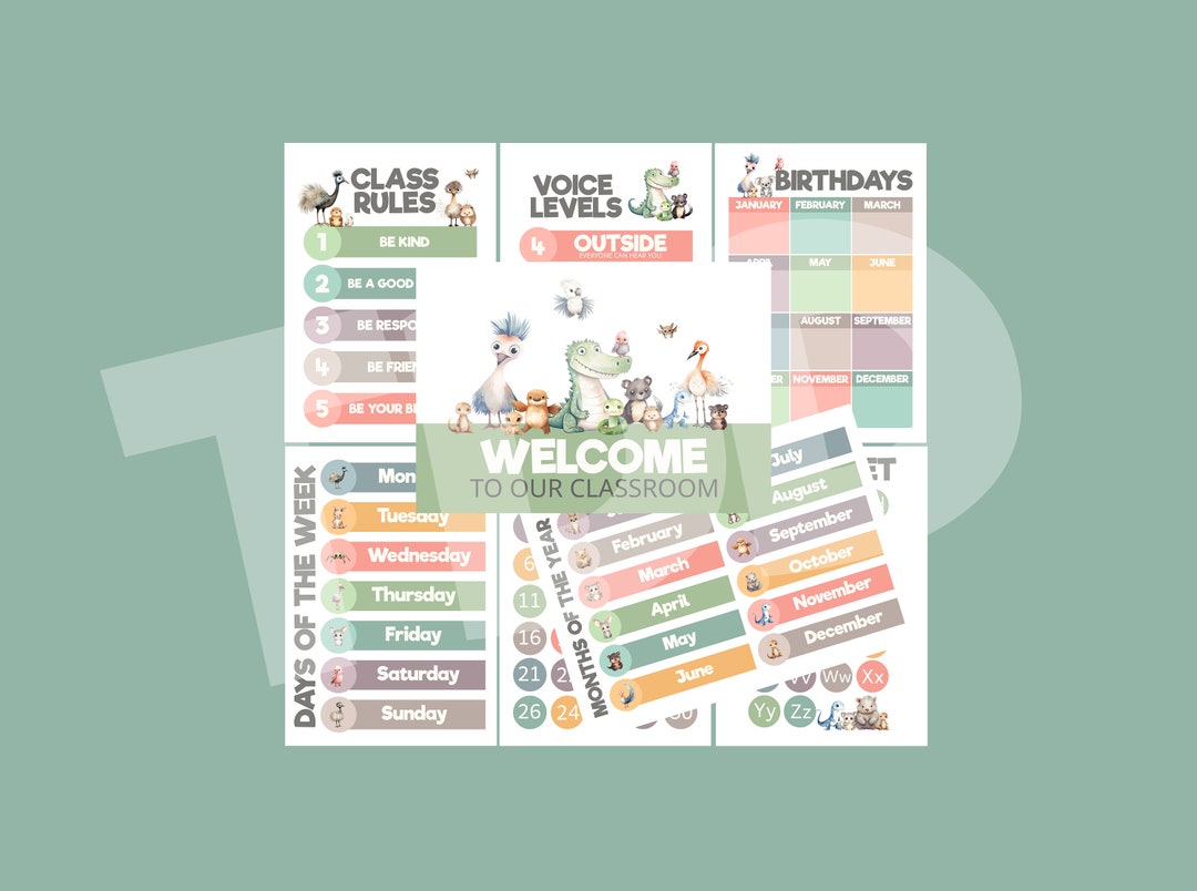 Digital Prints: Classroom Poster (aussie Animals) Set of 8 - Welcome ...
