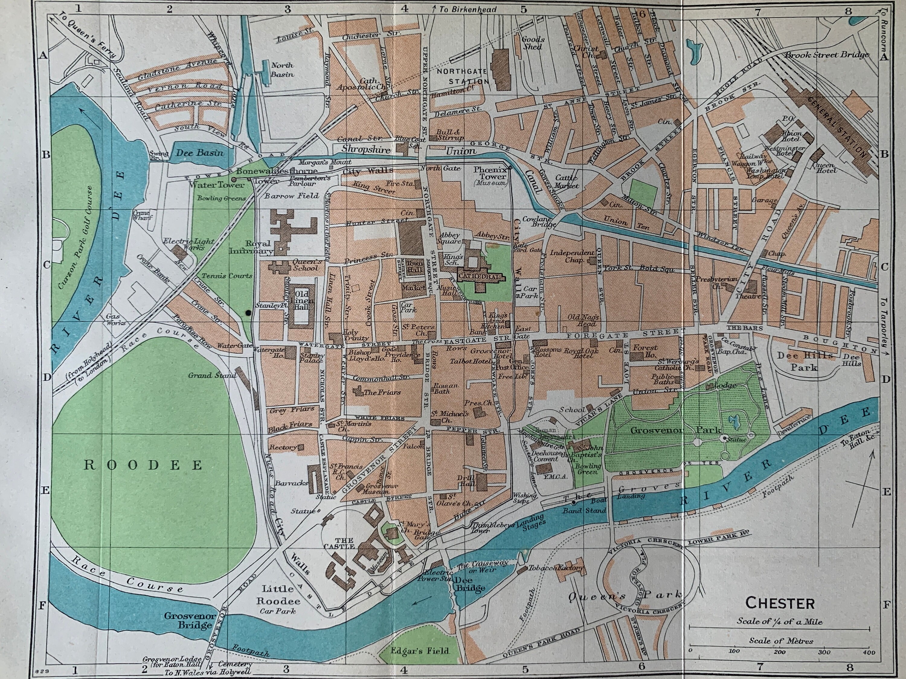 Chester and Chester Cathedral 1920s Original Vintage Map | Etsy