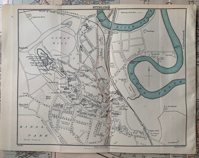 Stirling, Scotland Original Antique Map - Etsy