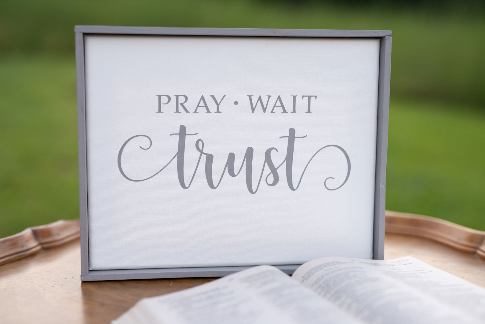Pray Wait Trust Sign, Farmhouse Rustic Home Decor, Christian Wall Decor ...