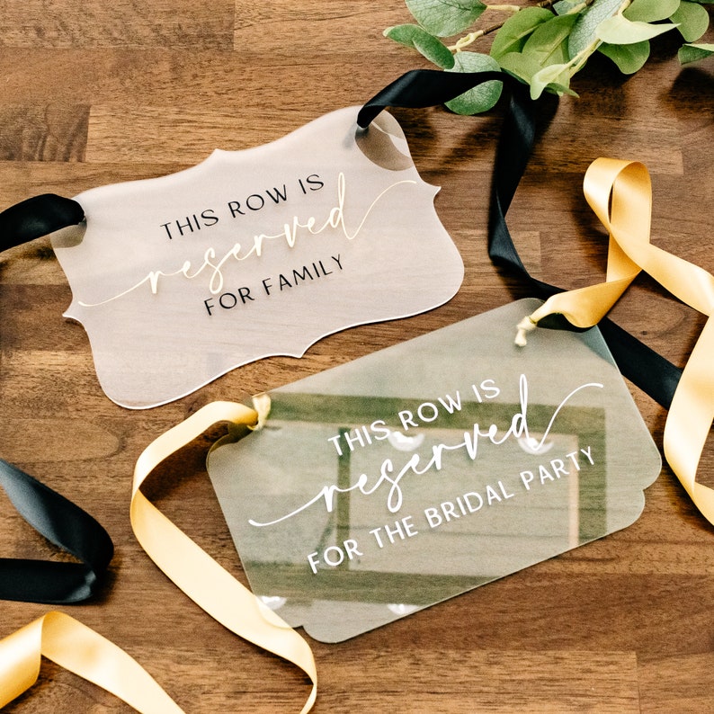 Wedding Reserved Signs This Row is Reserved for Acrylic Wedding Signs ...