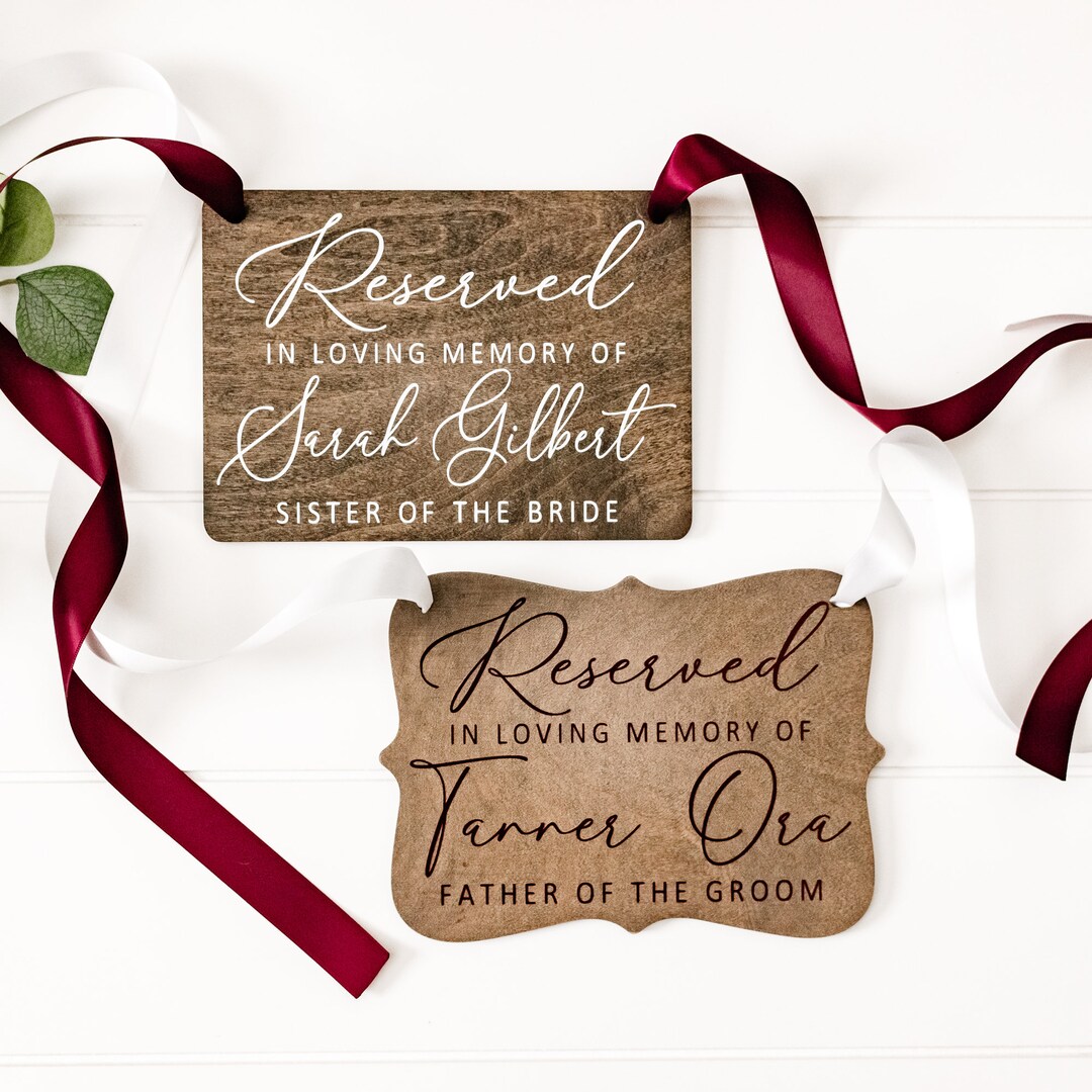 In Loving Memory Wedding Signs for Chairs Mother of the Bride Father of ...