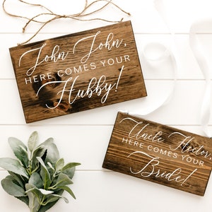 Ring Bearer Signs Here Comes the Bride Custom Wedding Signs for Husband ...