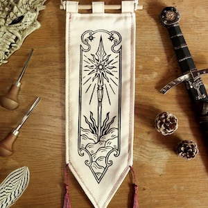 Original Medieval Sword and Spear - Linocut Banner - Limited Edition - Etsy