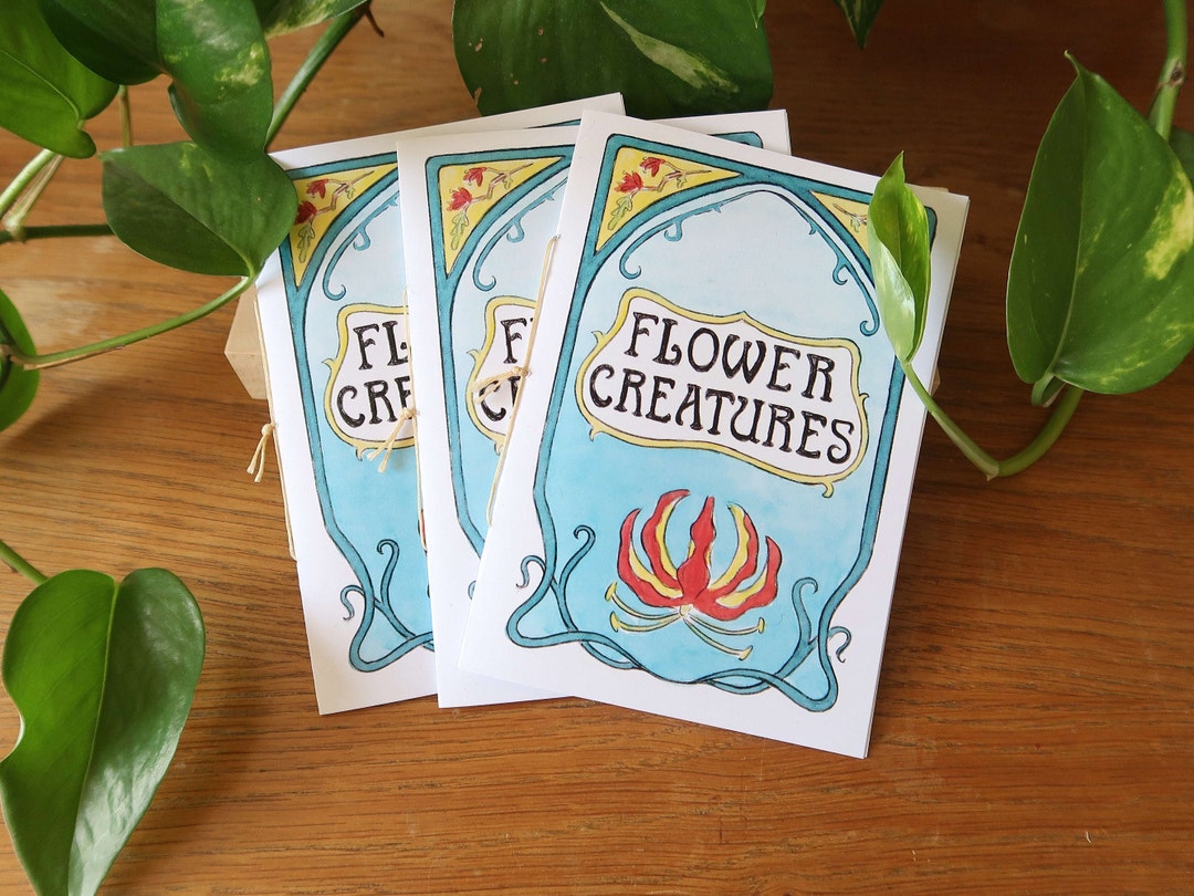 Illustrated Zine - Flower Creatures in Art Nouveau Style - A6 Size - Etsy