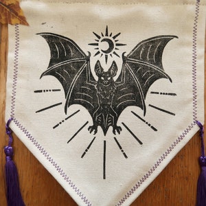Linocut Banner Original Bat _ Limited Edition - Etsy
