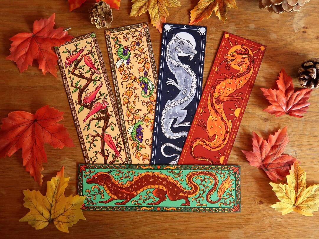 Bookmarks - Dragon and Creatures - Etsy