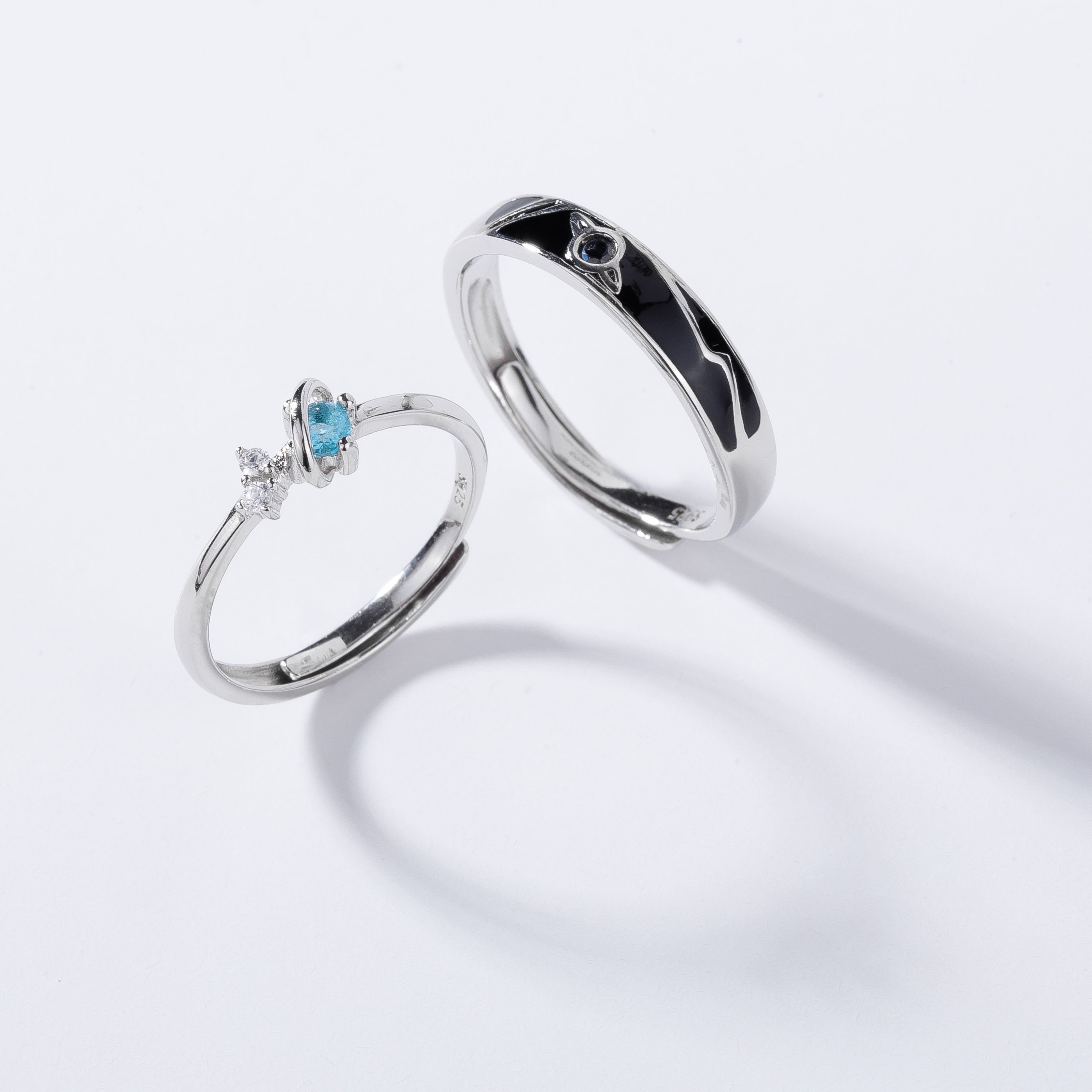 Blue Zircon Planet Couple Rings Promise Rings for Couples - Etsy