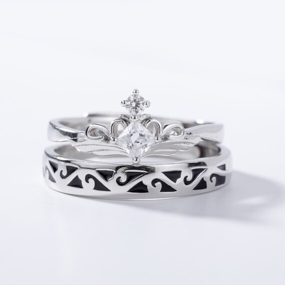 Princess Knight 925 Sterling Silver Promise Rings for Couples - Etsy