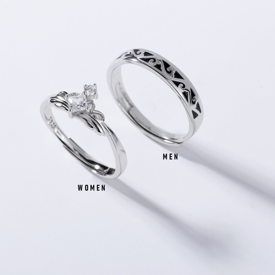 Princess & Knight Silver Couple Rings Promise Rings for - Etsy