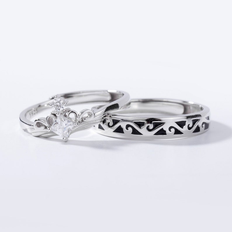 Princess & Knight Silver Couple Rings Promise Rings for - Etsy