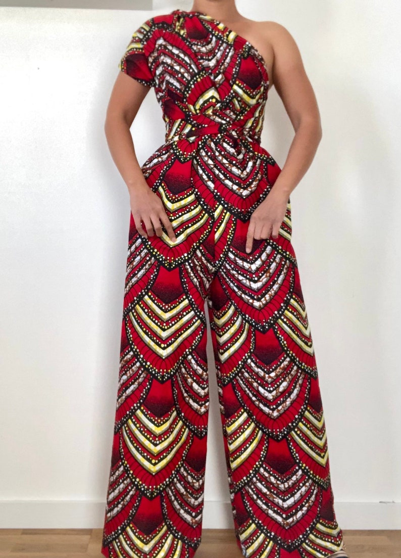 Combinaison Plume Rouges, Wax Afrique, Cabriolet - Etsy