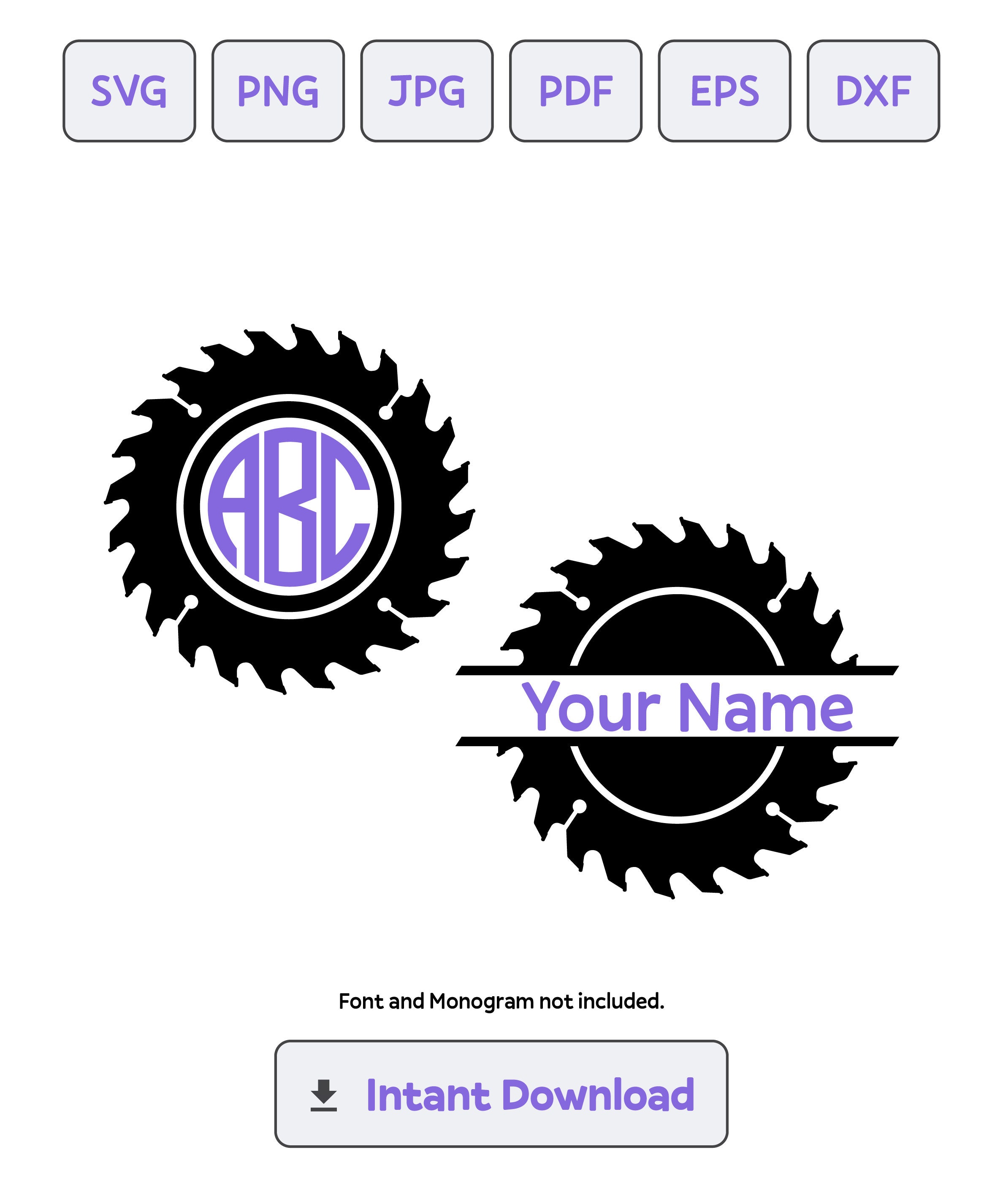 Saw Blade Monogram Round Monogram Split Monogram Saw Blade Split Name ...