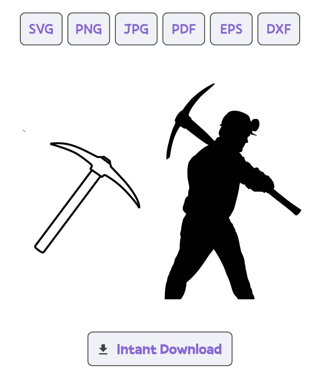 Coal Miner Silhouette SVG, Svg, Dxf, Eps, Miner Cricut, Clipart, Miner ...