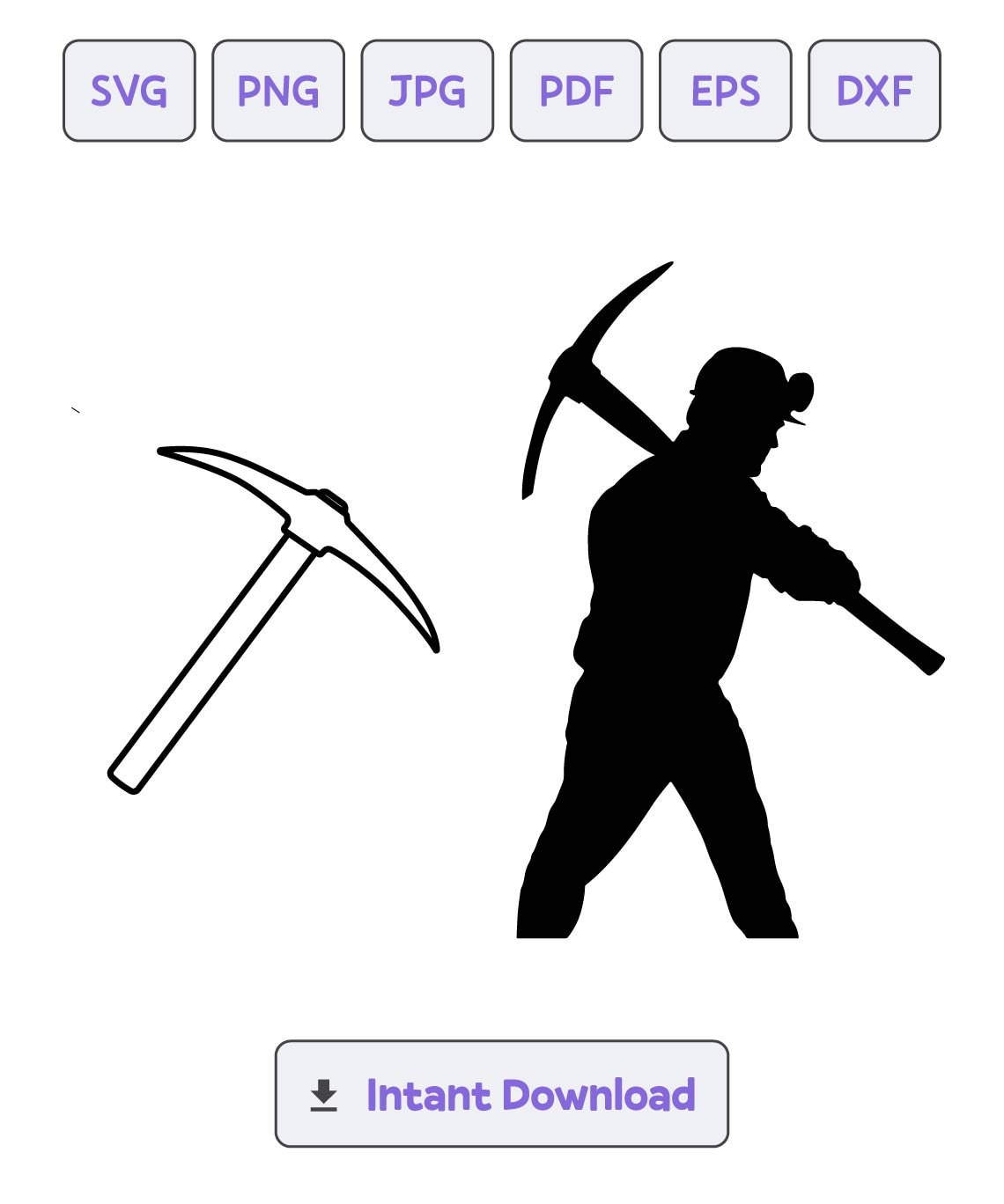 Coal Miner Silhouette SVG, Svg, Dxf, Eps, Miner Cricut, Clipart, Miner ...