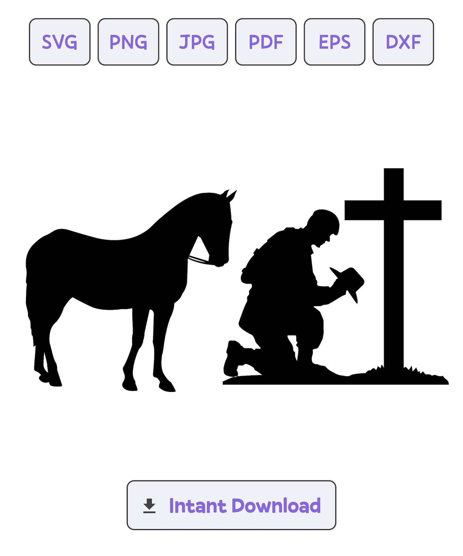 Vaquero con caballo arrodillado rezando en la cruz conmemorativa ...