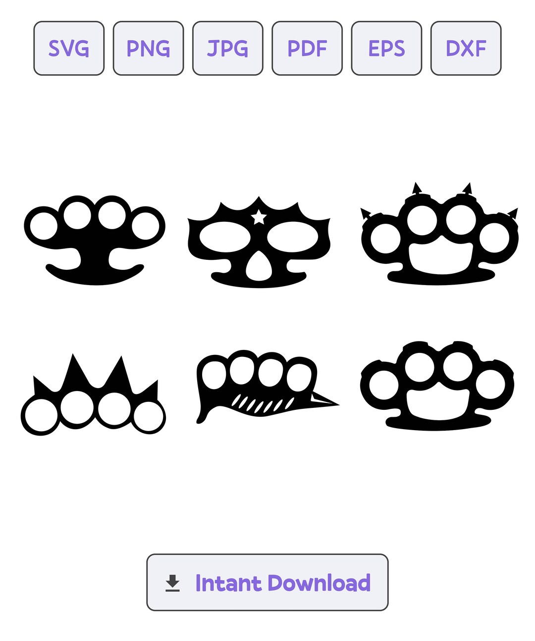 Brass Knuckle Silhouette Svg Svg Dxfbrass Knuckle Epsbrass Knuckle Cricutbrass Knuckle