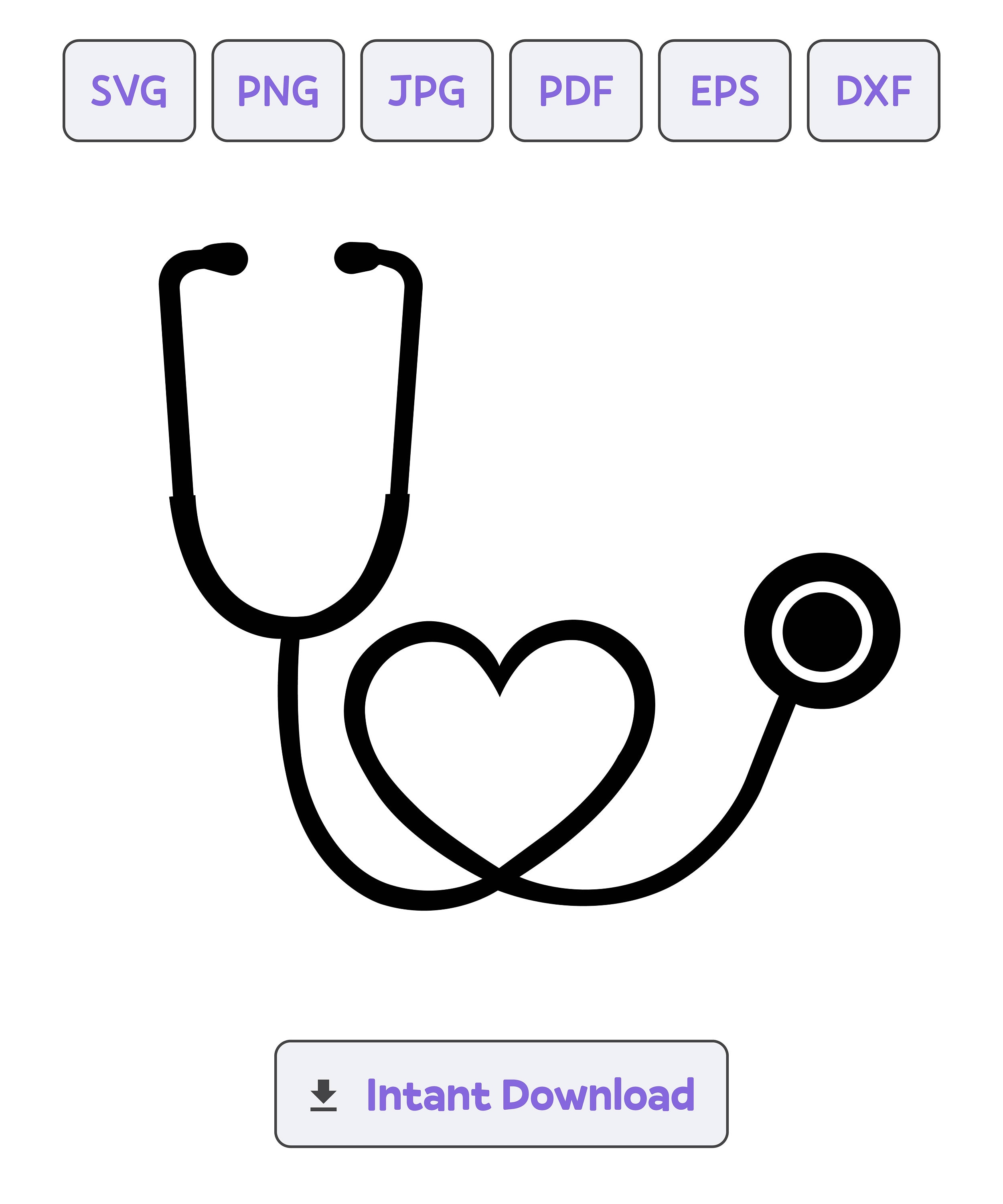 Stethoscope Silhouette SVG, Svg, Stethoscope Dxf, Stethoscope Eps ...