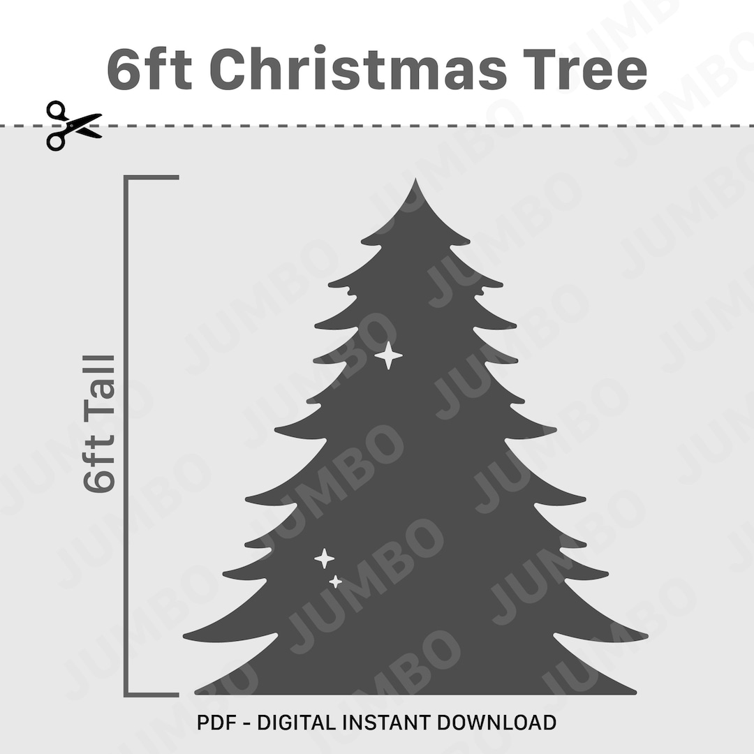 6 Ft Christmas Tree Printable Template: Trace & Cut PDF (digital ...