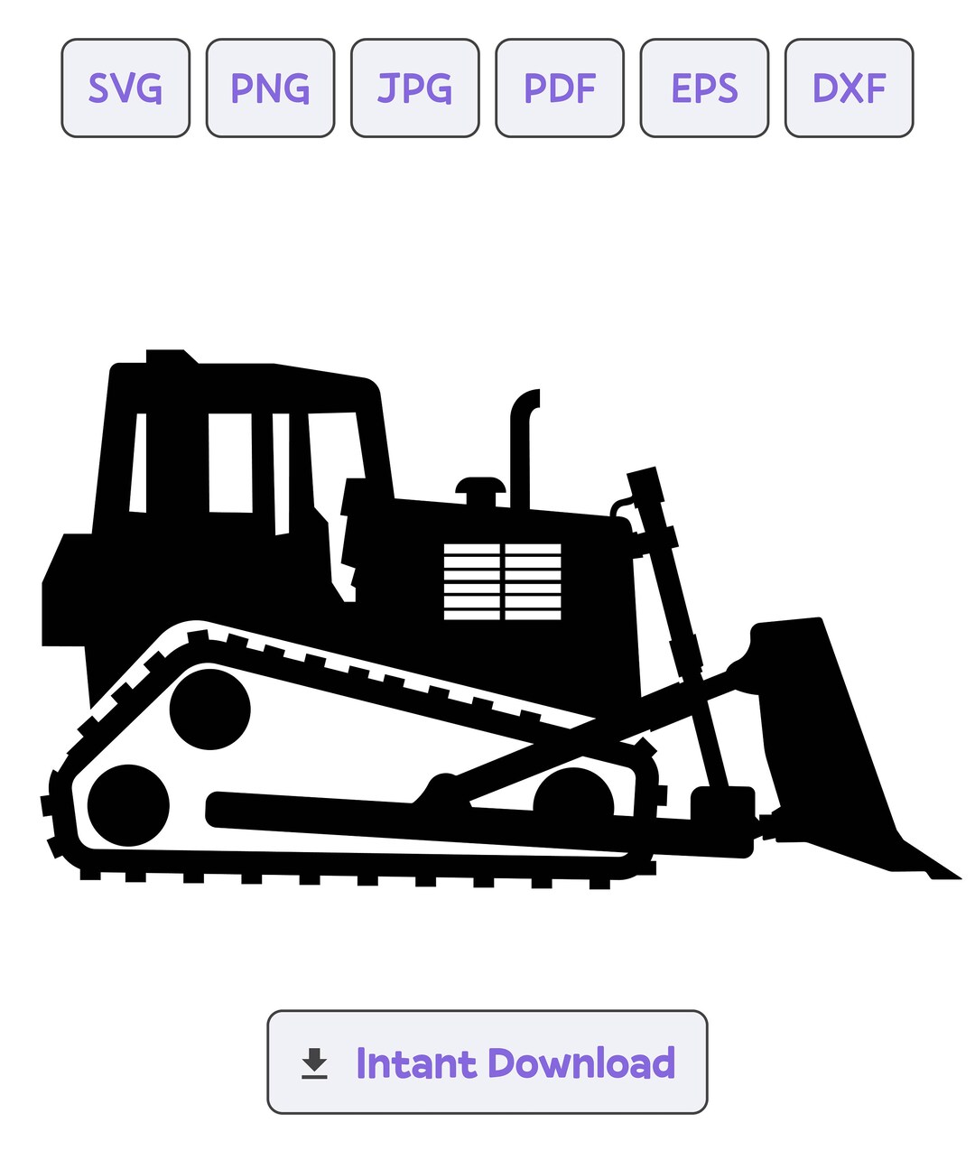 Bulldozer Silhouette, Bulldozer SVG, Bulldozer Clipart, Bulldozer ...