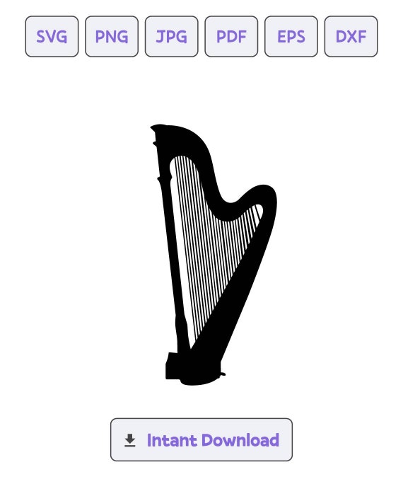 Harp Silhouette SVG Svg Dxf Harp Eps Cricut Harp Clipart | Etsy