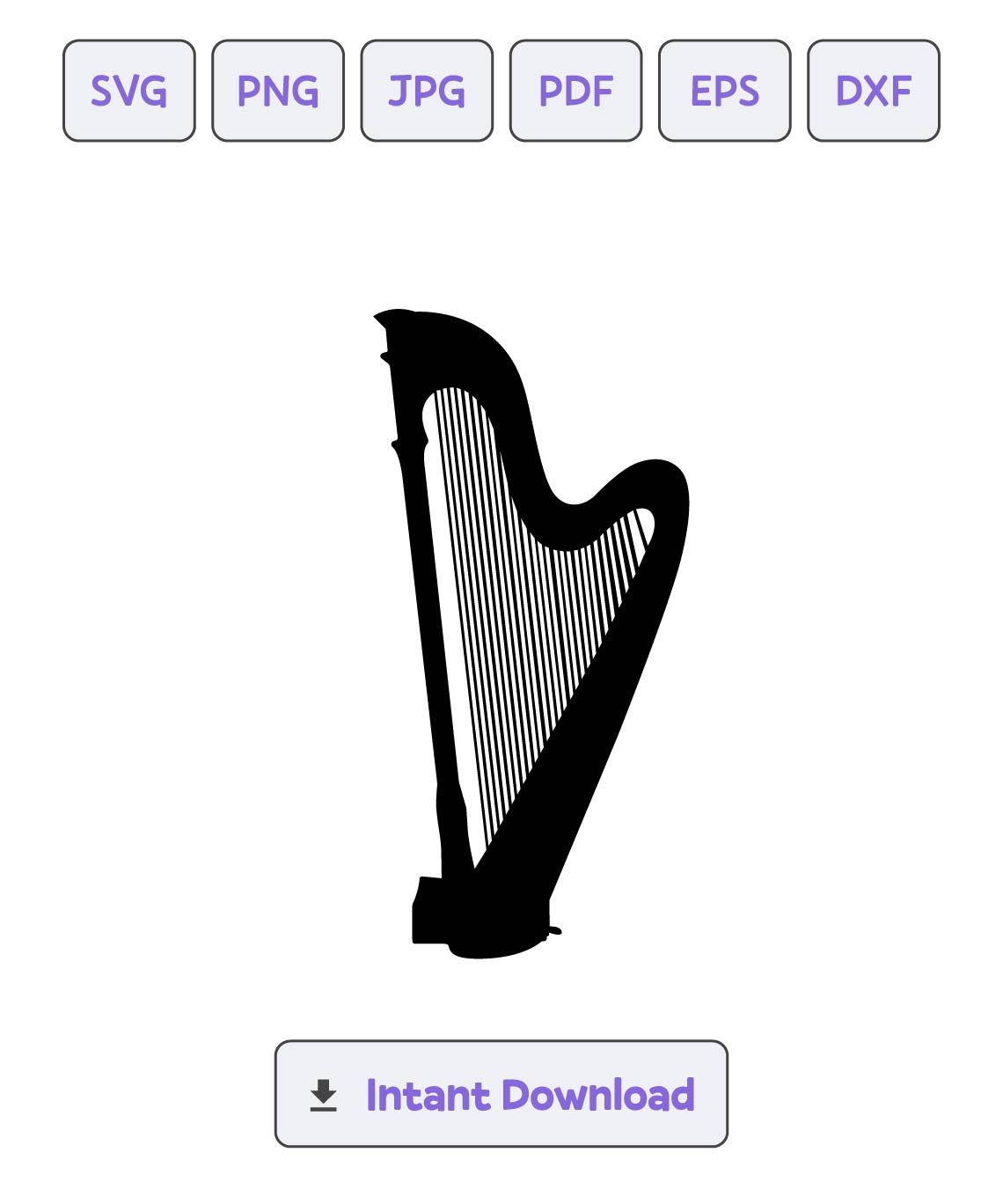 Harp Silhouette SVG, Svg, Dxf, Harp Eps, Cricut, Harp Clipart ...