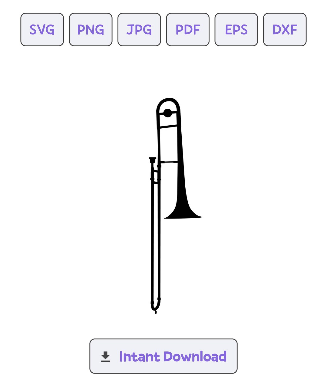 Trombone Silhouette SVG, Svg, Dxf, Trombone Eps,cricut, Trombone ...