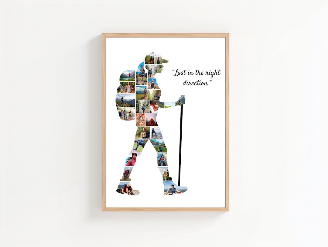 Female Hiker Photo Collage Template: Personalized Adventure Wall Art ...