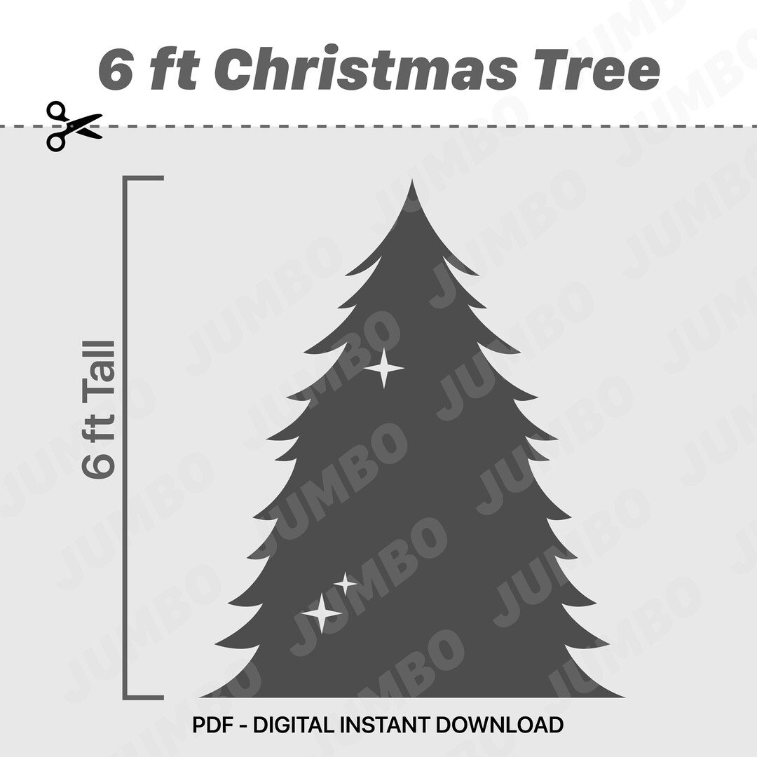 6 Ft Christmas Tree Printable Template for Home Decor, Print Trace and ...