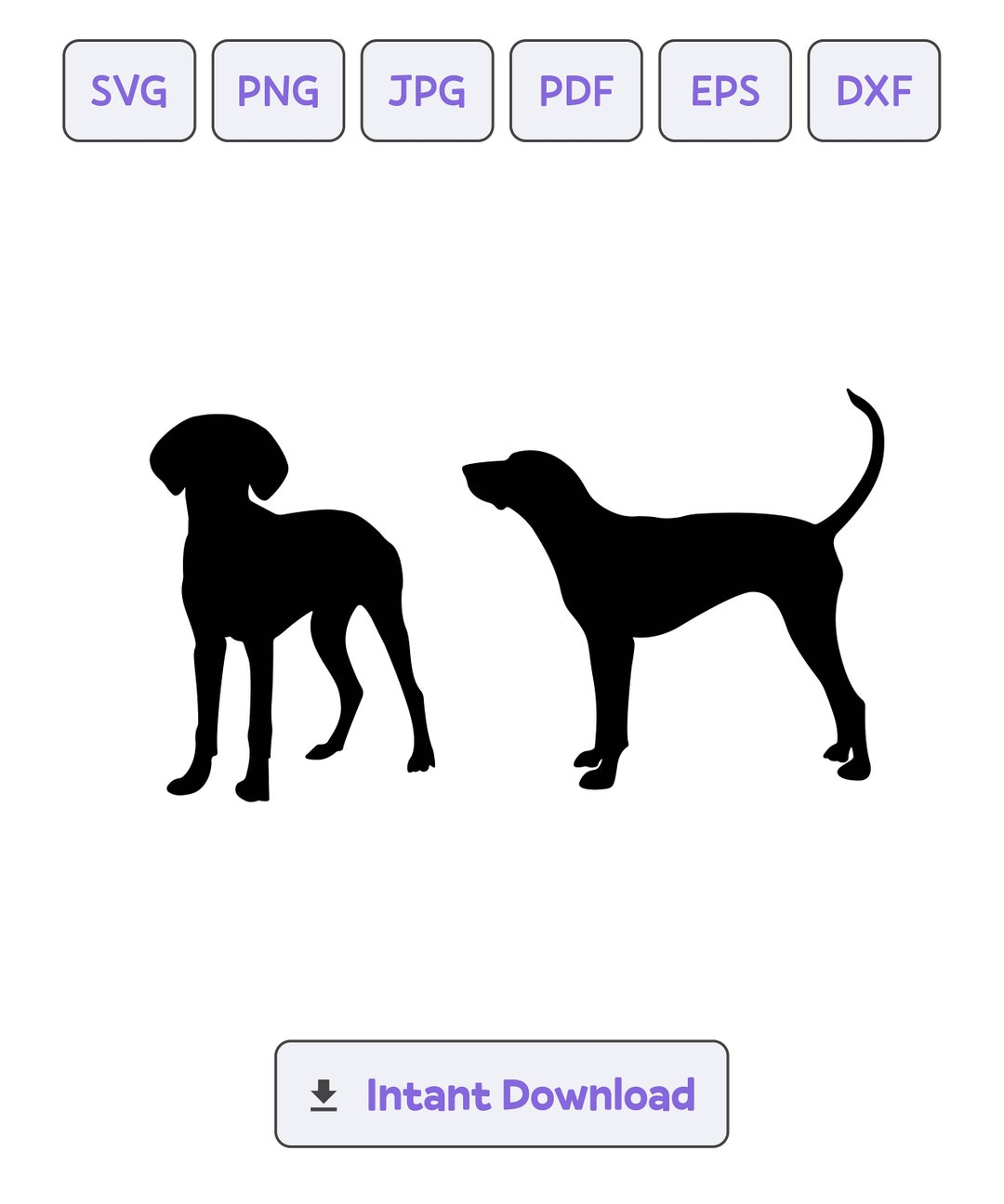Treeing Walker Coonhound Silhouette: SVG, DXF, EPS (instant Download ...